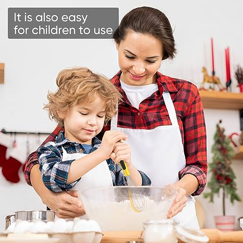 Maxjoy Silicone Whisk,Silicone Whisks for Cooking Non Scratch,Wisking Tool Metal Wire Silicone Stainless Steel Wisk for Kitchen Egg Bread Mixing,Small Mini Heat Resistant Whisk,Yellow & Black