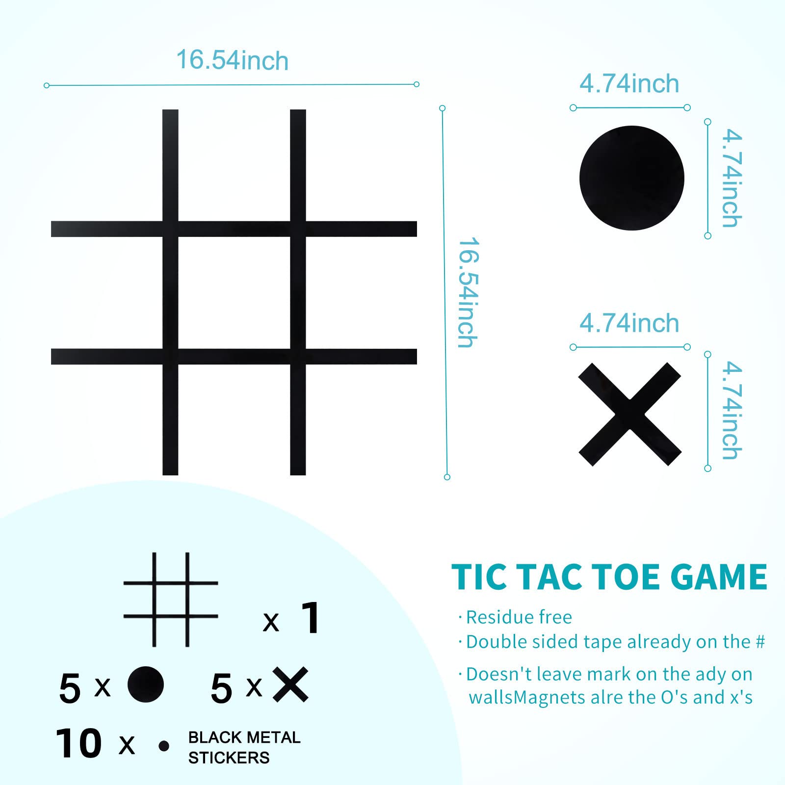 Magnetic Tic Tac Toe Wall-Mount Game, Game Room Decor,Kids&Adults Indoor Party Game,Modern Wall Decals for Kids Room
