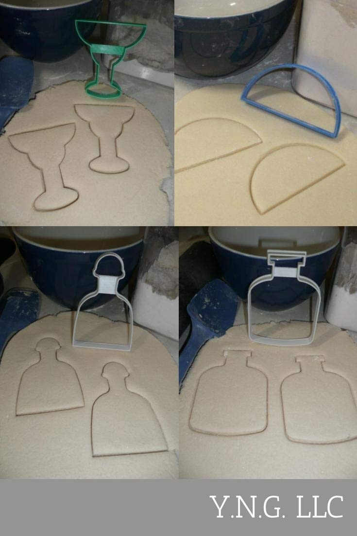 MARGARITAS MEXICAN COCKTAIL TEQUILA BOTTLES FIESTA PARTY SET OF 4 COOKIE CUTTERS MADE IN USA PR1344