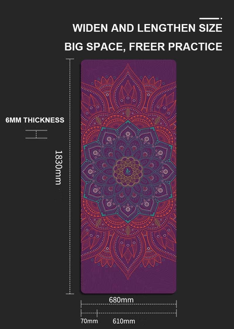 KJHD Yoga Mat Suede and TPE Material Non Slip Folding Printing Mat 6mm Thickened Widening Lengthening Beginner (Color : A)