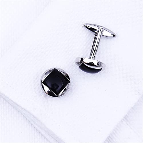 Men's Shirt Cuff Accessories Round Black Cuff Buttons Wedding Guest Shirt Cufflinks (Color : A, Size : 16 * 16mm) (A 16 * 16mm)
