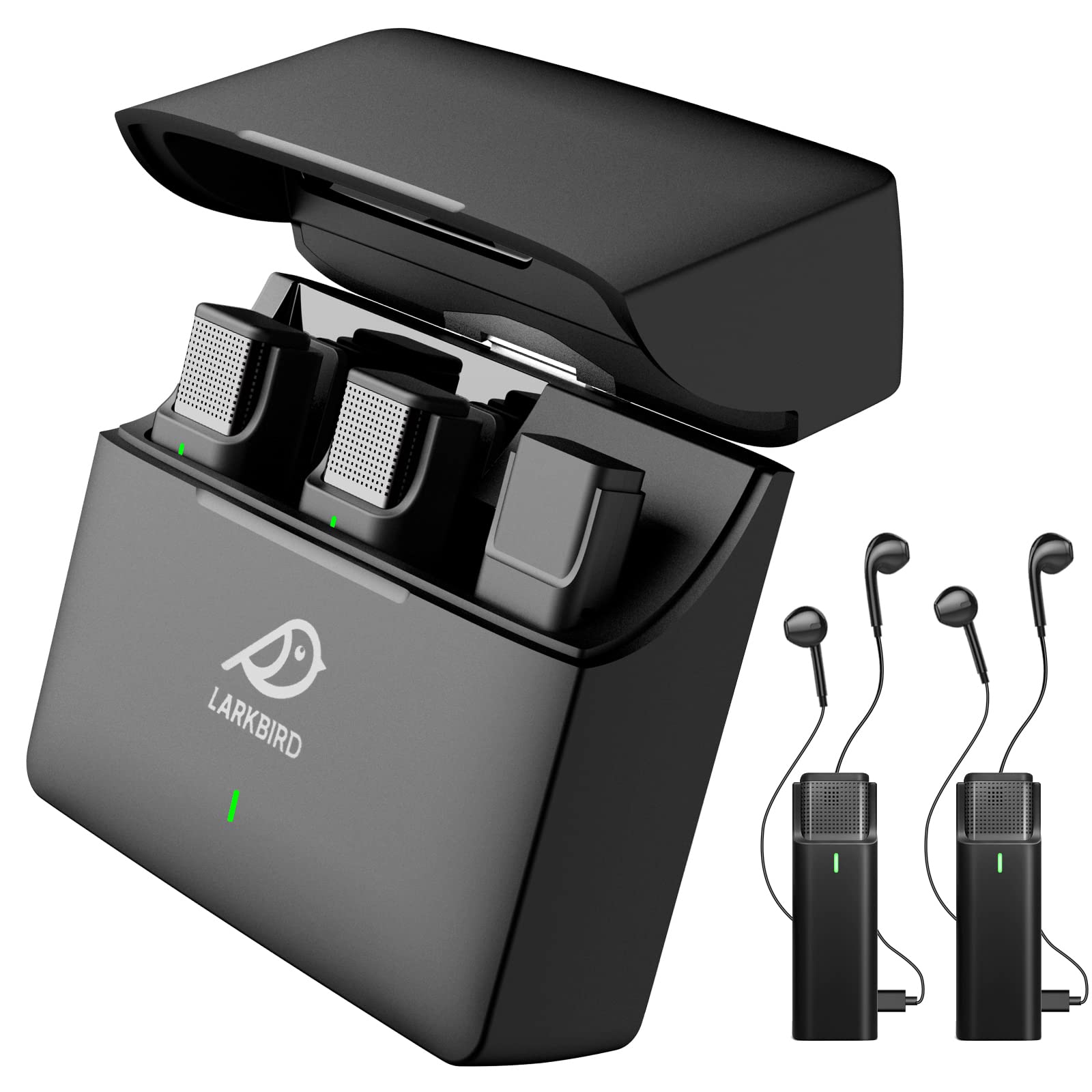 LARKBIRD 2 Pack Wireless Lavalier Microphones for iPhone iPad with Charging Case, Plug-Play Lapel Mic with Noise Reduction for Youtube TikTok Video Recording - 328ft Range, Audio Monitor, Mute Control