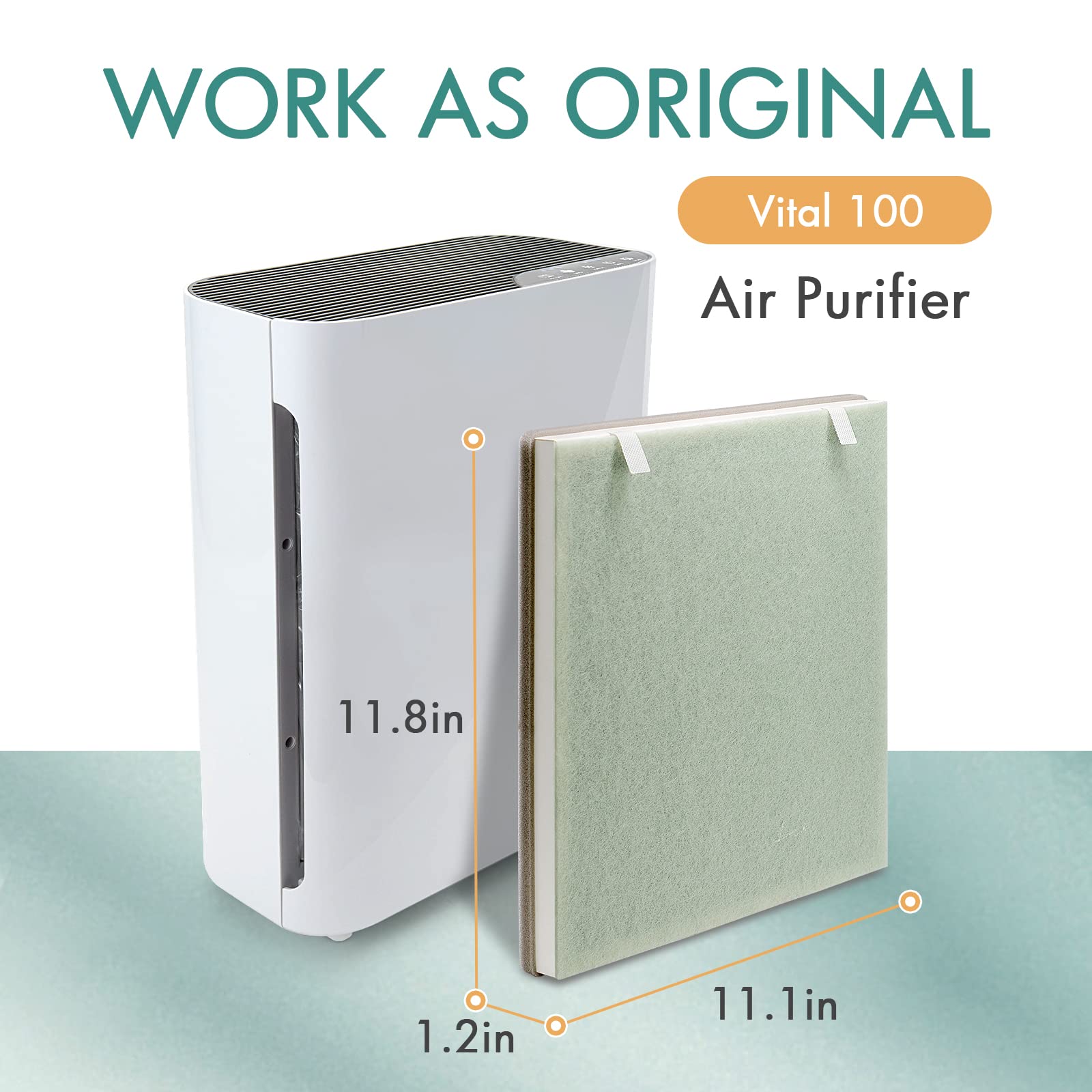 Keedal Vital 100 Pet Care Filter Compatible with LEVOIT Vital 100 Replacement Filter | 2X H13 True HEPA Filters & 4X Extra Pre-Filters | Part# Vital 100-RF