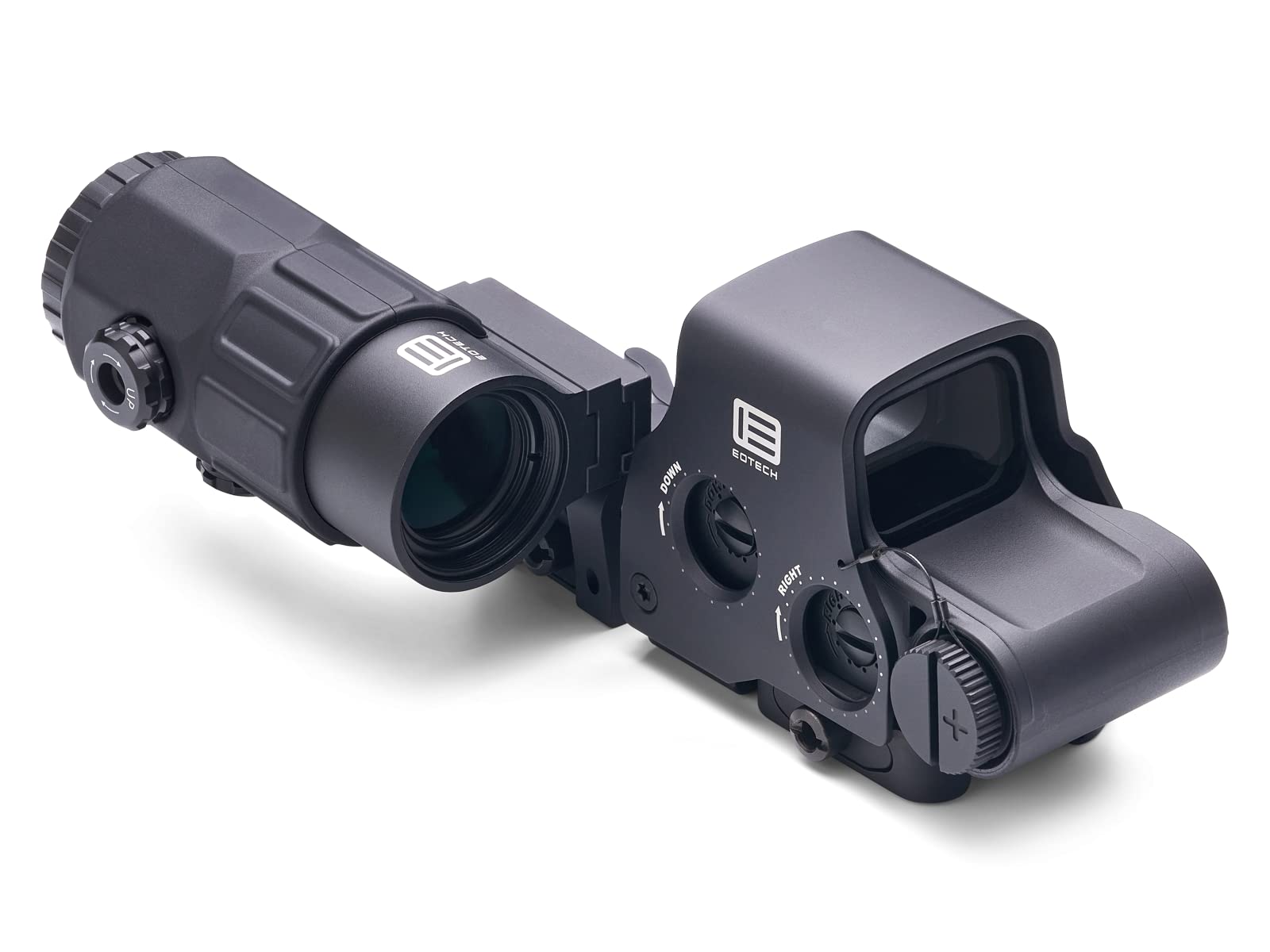 HHS V Holographic Hybrid Sight - EXPS3-4 with G45 Magnifier, 5 Power Magnifier with Quick Disconnect, Switch to Side (STS) Mount in Black