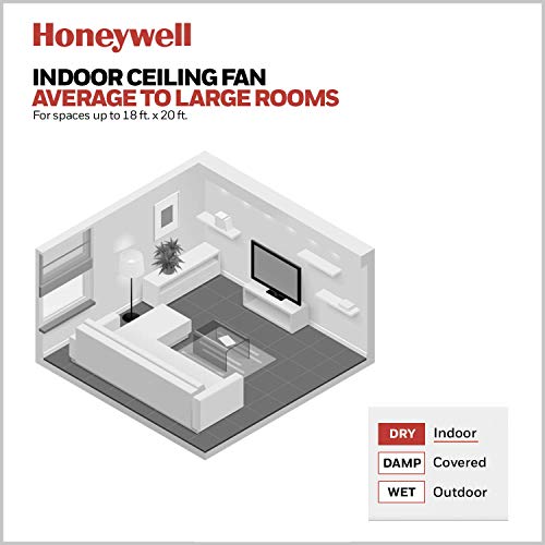 Honeywell Ceiling Fans Bonterra, 52 Inch Contemporary Indoor LED Ceiling Fan with Light and Remote Control, Dual Finish Blades, Reversible Motor - Model 50690-01 (Matte Black)