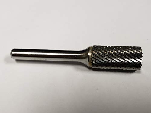 YUFUTOL SB-5 Tungsten Carbide Burr Cylinder Shape Double Cut Rotary Burrs File(1/2''cutter Dia , 1''Cutter Length) with 1/4'' (6.35mm) Shank dia