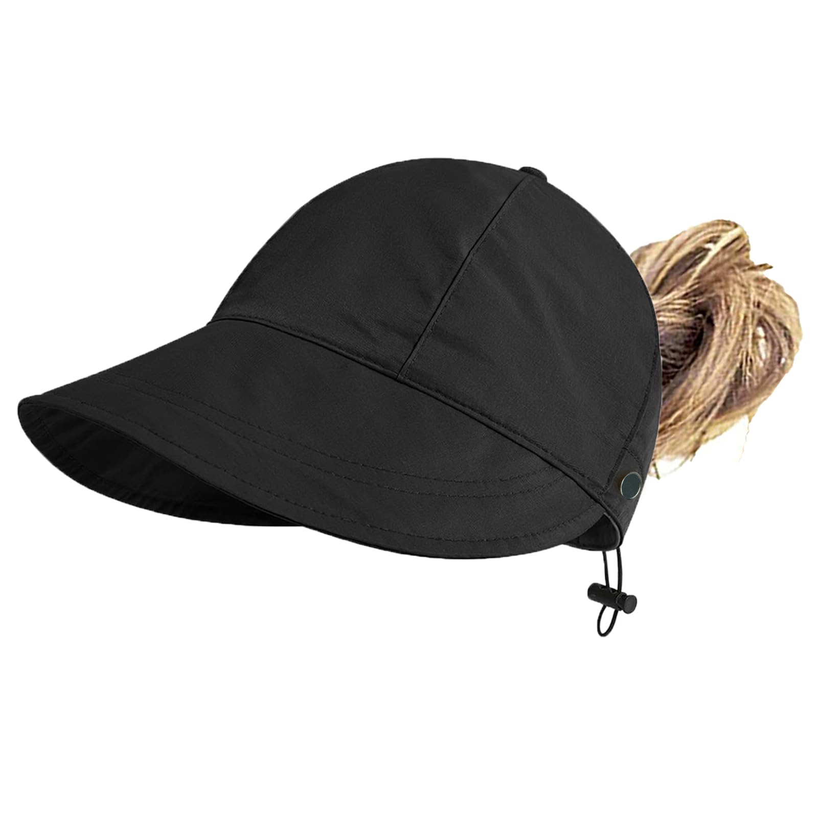 Muryobao Womens Ponytail Baseball Cap Adjustable Summer Quick Drying Baseball Hat Soft UV Sun Protection Hat for Outdoor Sport Travel with Buttons Black