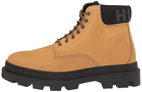 HUGO Mens Bold Back Logo Lace Up Boots Hiking Shoe, Dark Sand, 9 US