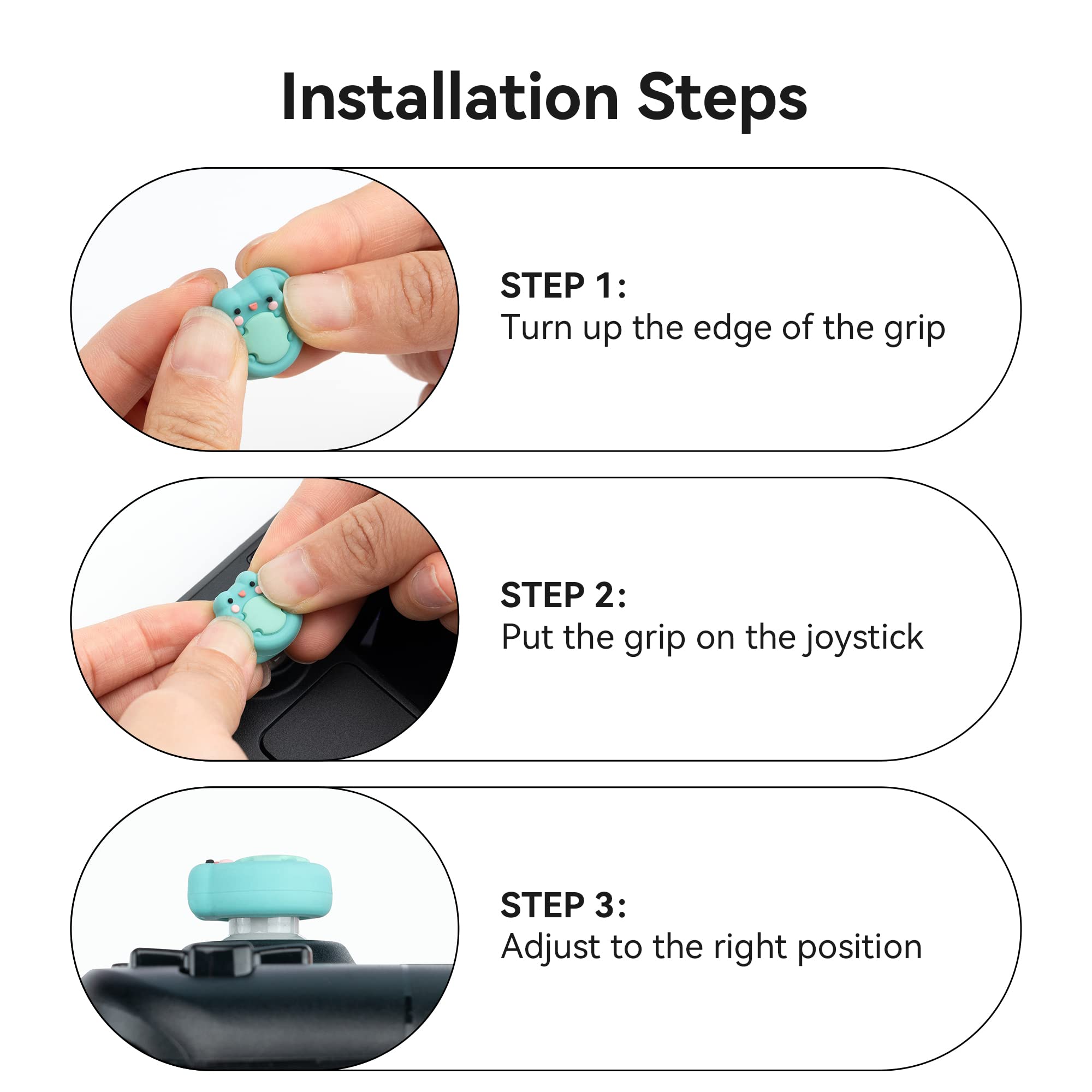 GeekShare 4PCS Cute Animal Theme Silicone Joycon Thumb Grip Caps,Joystick Cover Compatible with Steam Deck Only - Frog & Axolotl(for Steam Deck)