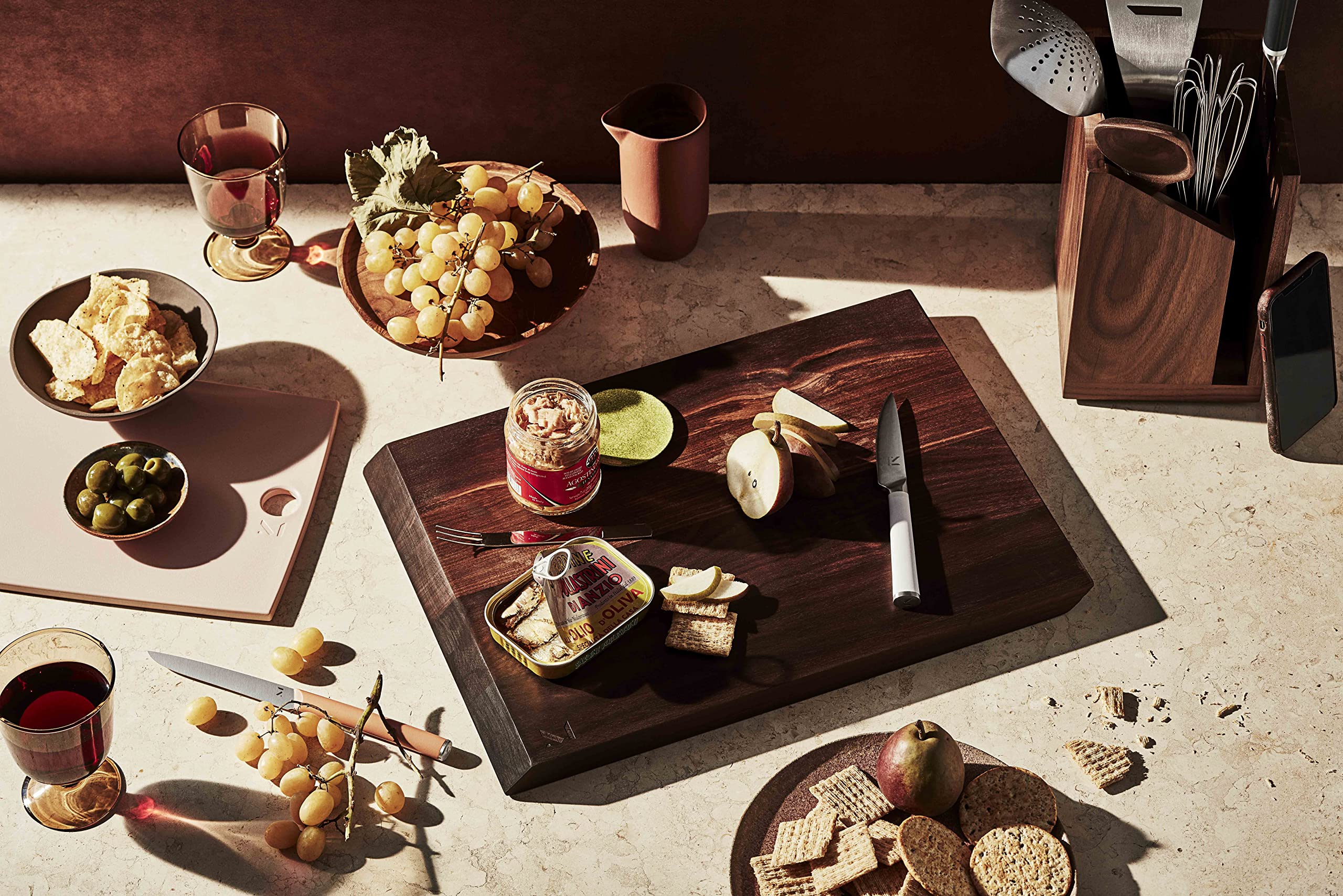 Material, The Angled Board Kitchen Cutting & Serving Board, Reversible Juice-Groove and Smooth Side, FSC-Certified Walnut, 17L x 12W