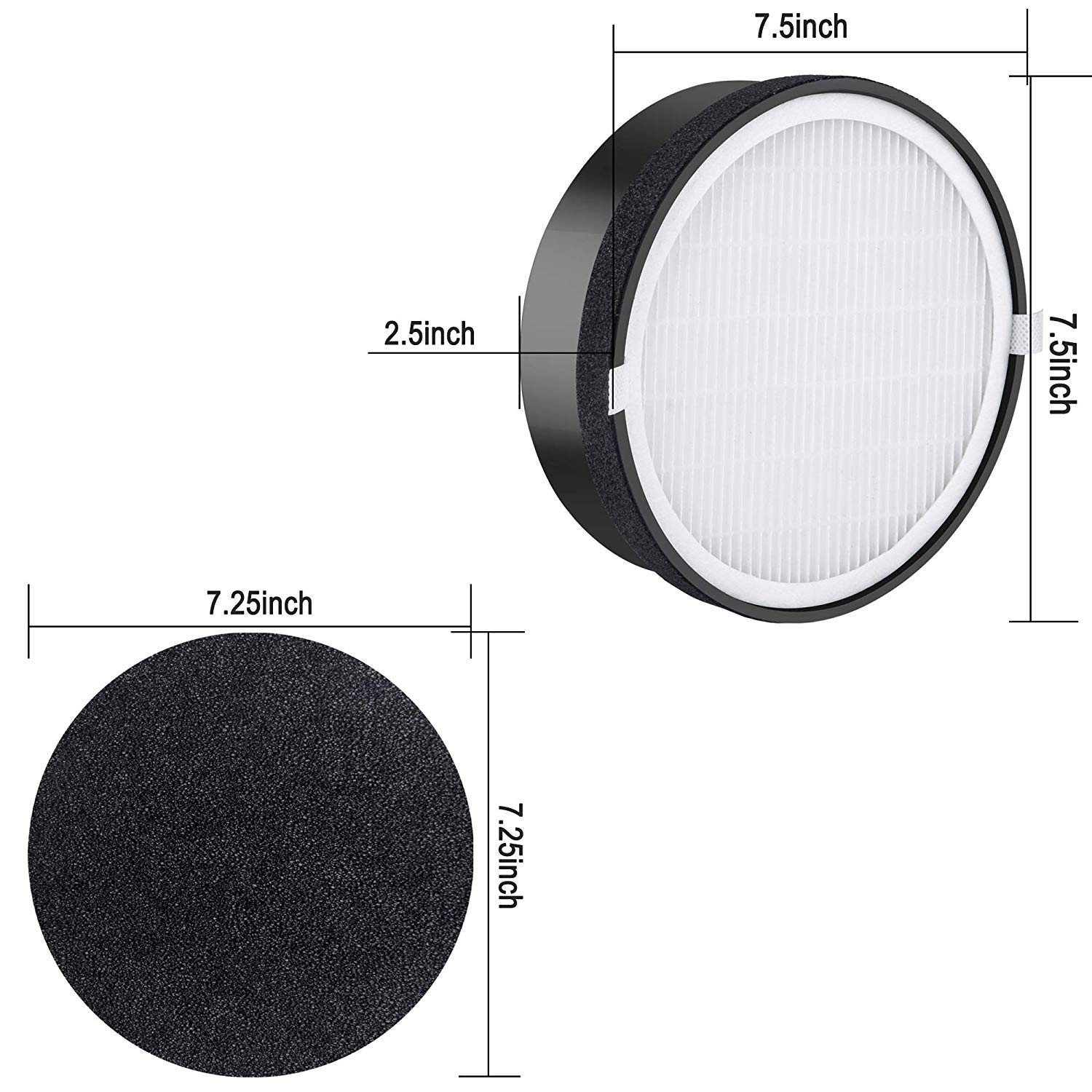Hongfa LV-H132 Replacement Filters for Levoit Air Purifier, 3-in-1 Nylon Pre True HEPA Filter, True HEPA and Activated Carbon Filters Set LV-H132-RF