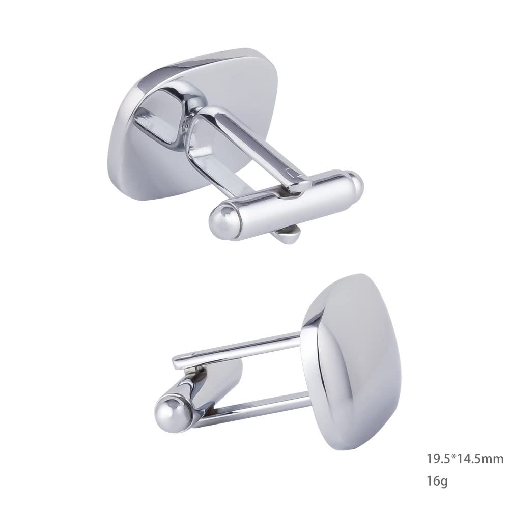 Men's tie Clip Cufflinks Square Glossy Brushed Plain Metal Cufflinks Men's Simple Style Business French Shirt Cufflinks