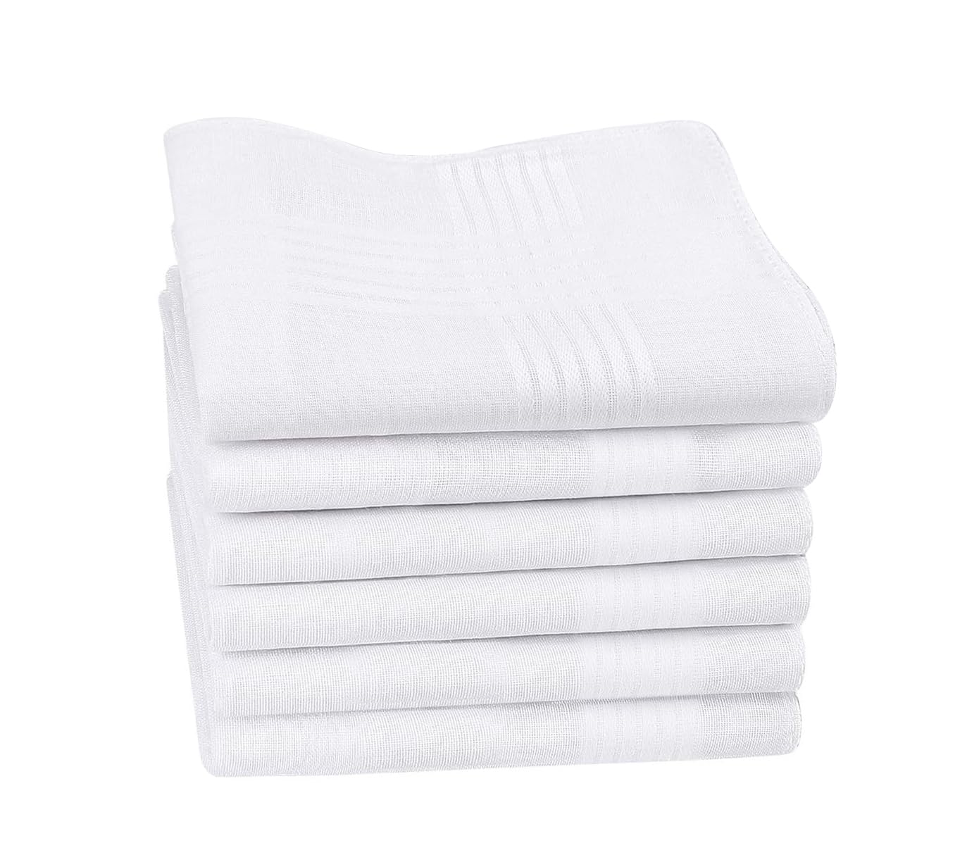 HOULIFE 100% Cotton Men's Handkerchiefs, Solid White Handkerchiefs for Men Cotton Pocket Square 15.7x15.7 (6/12pcs)