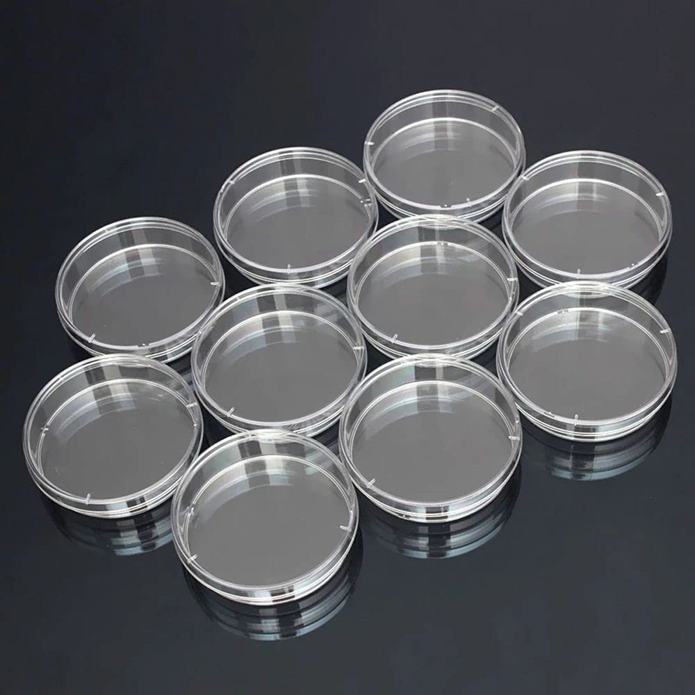 Petri Dishes Scientific Educational Supplies Culture Dish Biological with Lids Plastic Clear Petri Dish(55mm)