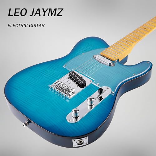 Leo Jaymz ResonanceX Pro Electric Guitar with Flame Maple Top - High Gloss Mahogany Body and Hard Maple Neck - High Transparent Acrylic Pickguard - Highly Output Alnico V Pickups