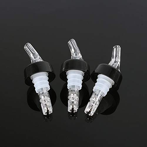 Measured Liquor Pourers, 1 OZ Plastic Measured Liquor Pourer Tail Auto Measuring Shot Chamber Pourer Pour Spout Stopper for Alcohol Wine Cocktail Vinegar Bottle Drink Spirits (6, Transparent)