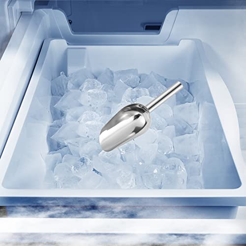 Stainless Steel Ice Scoop with Magnetic Holder for Ice Maker, Kitchen Freezer or Refrigerator,Great Accessory for house appliance with trackless Velcro Included if your appliances are non-magnetic