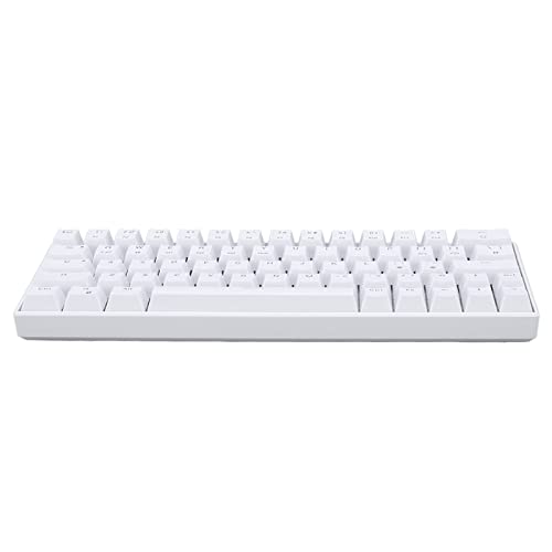 Mechanical Keyboard, 64 Keys RGB Mechanical Gaming Keyboard for PC Laptop Tablet Smartphone, Wireless/BT/Wired 3 Modes Connect, White Computer Keyboard for Windows, for IOS, for Android(Brown Switch)