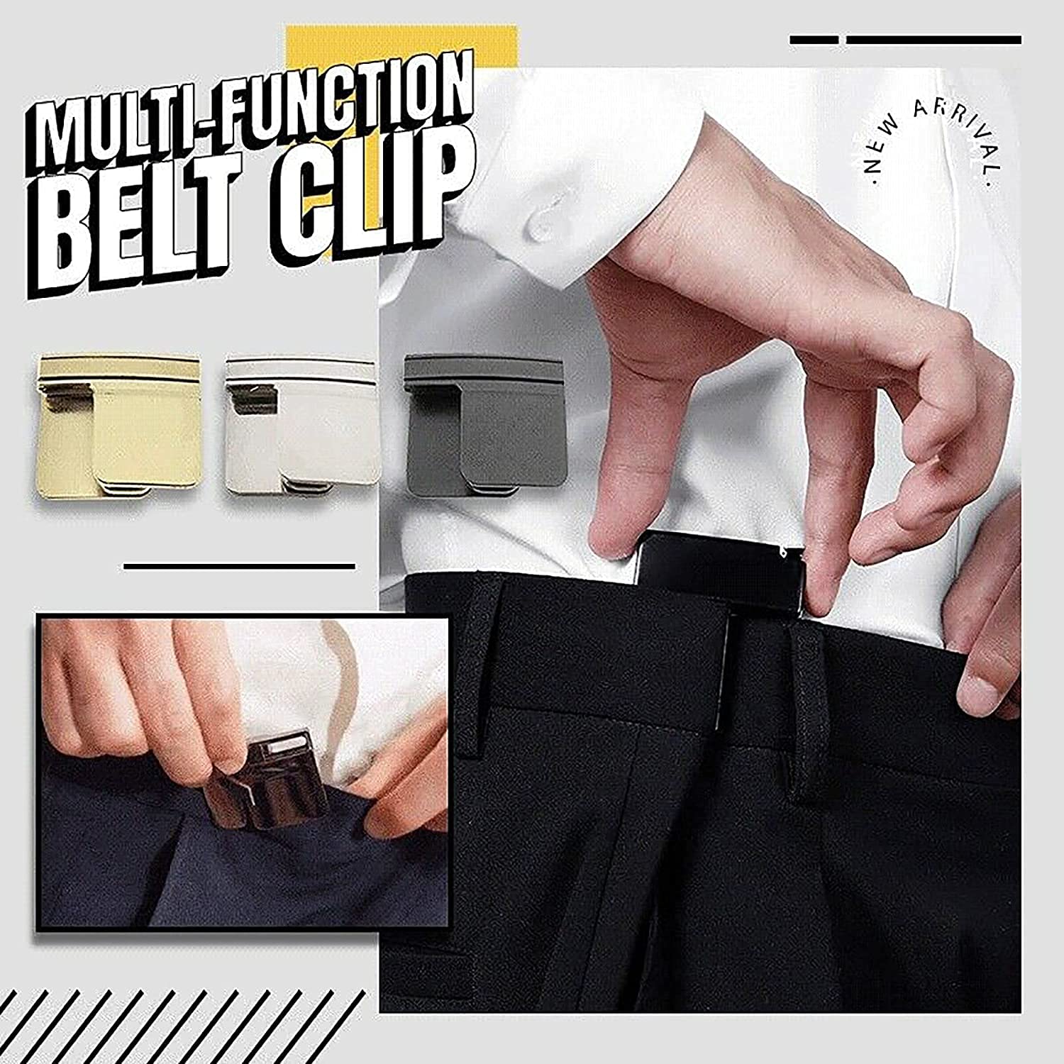 Invisible Belt Multi-Function Belt Clip Lazy Belt Cordless Buckle Belt tighten the waistband, Unisex (Silver)