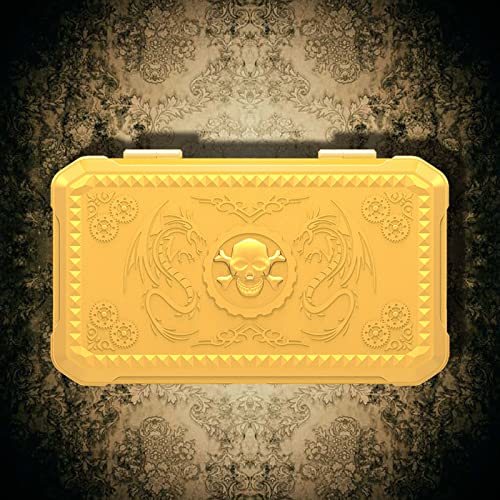 MAXUS Steampunk Digital Scale 200g x 0.01g Precision with 50g Calibration Weight. Golden, Skull-Embossed, Backlit LCD, Stainless Steel Platform for Food or Items.