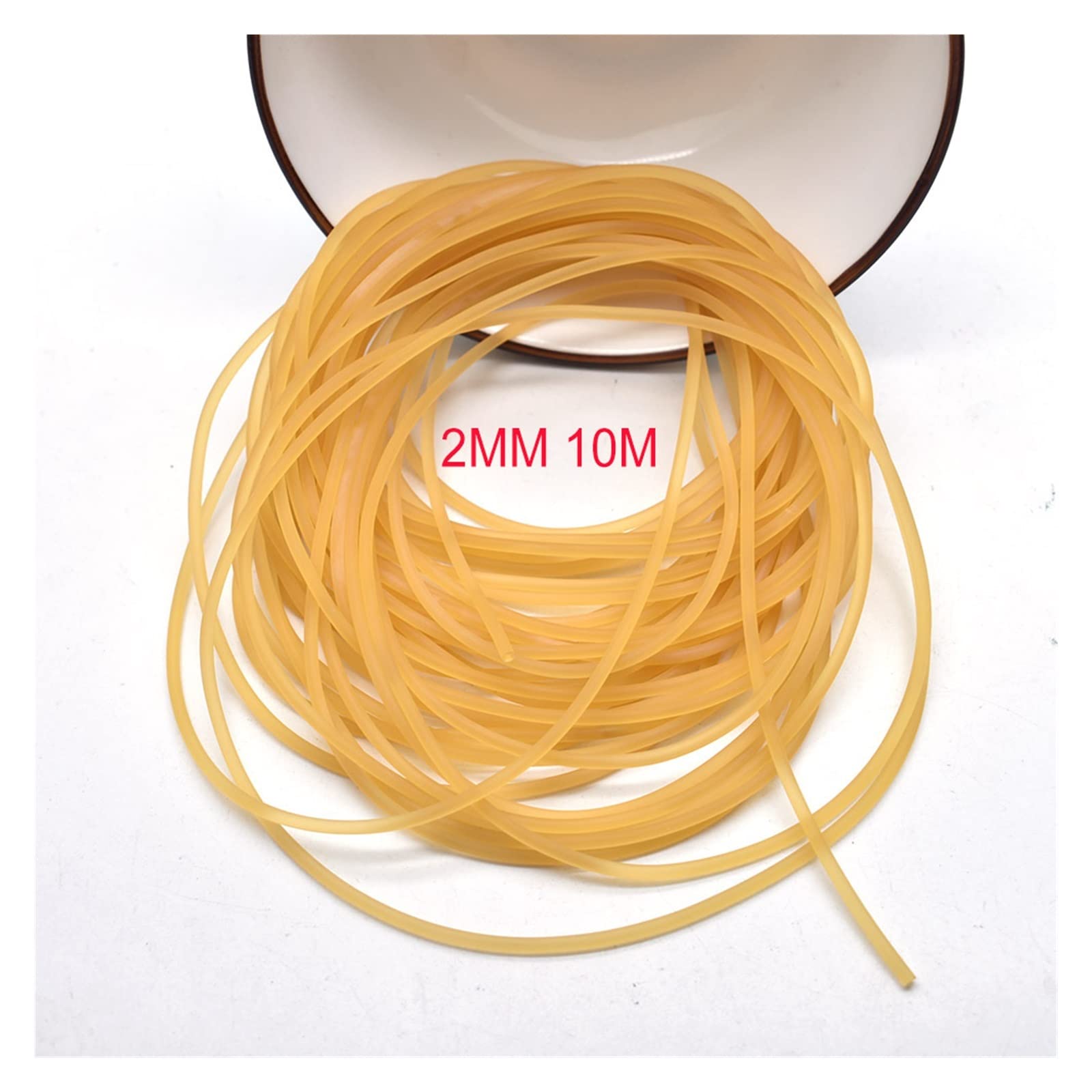 MEFESE 10 Meters Diameter 2mm Solid Elastic Rubber Line Natural Clolor and Red Color Fishing Rope