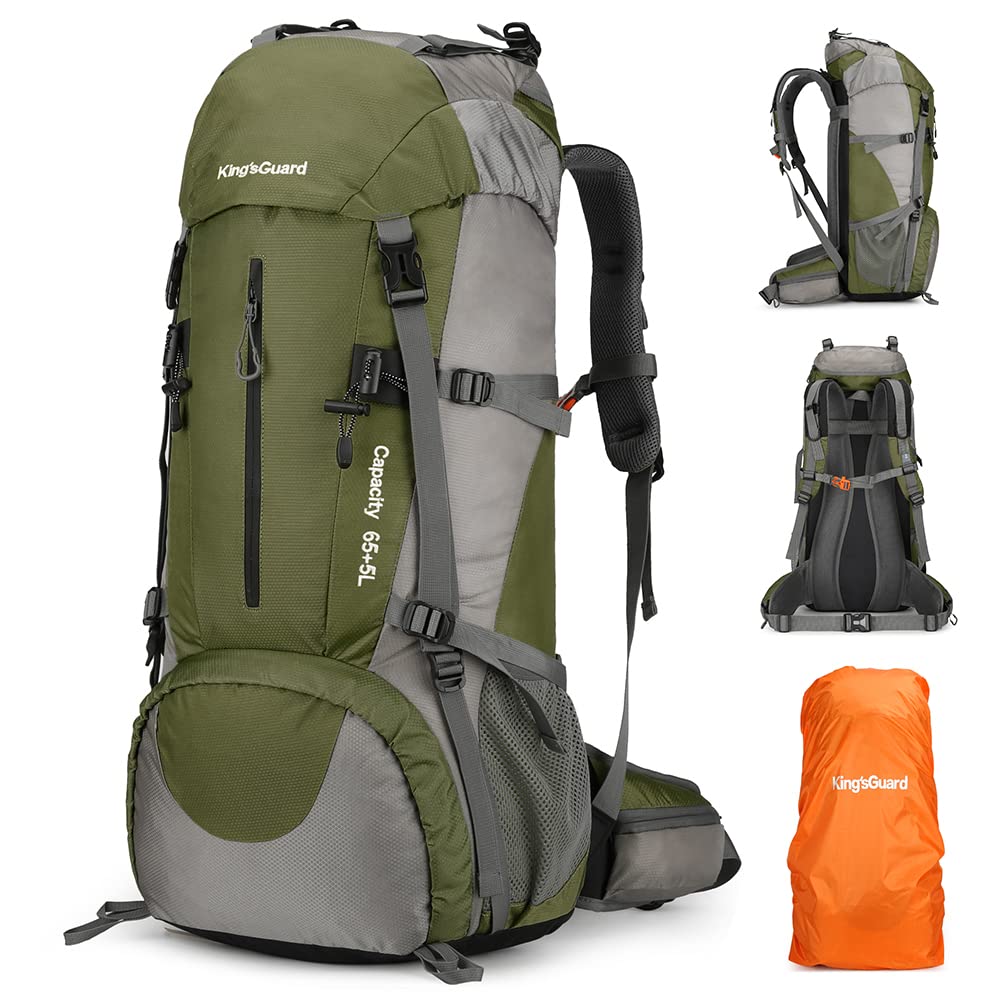 HongXingHai 70L Camping Hiking Backpack with Rain Cover Waterproof Backpacking Backpack for Hiking Treeking Climbing Outdoor (ArmyGreen)