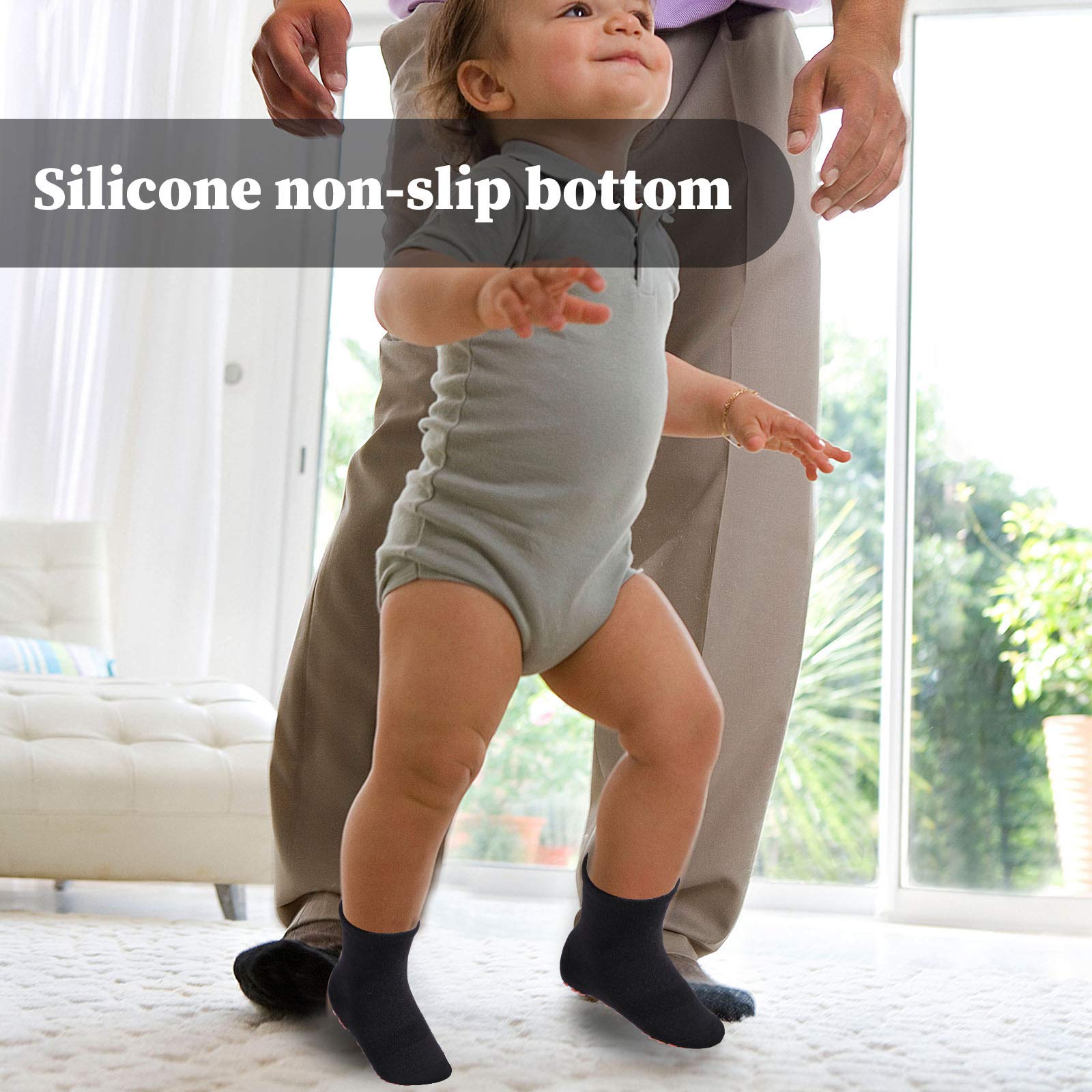 HOME RIGHT Non-slip Indoor Trampoline Socks Upper Hollow,Summer Breathable Grip Socks Yoga Rubber Bottom cotton Socks 4Pairs