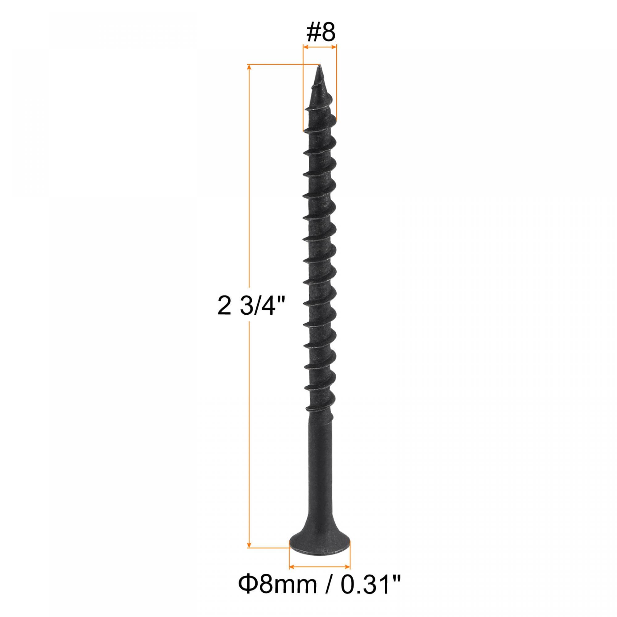 uxcell #8 x 2 3/4-Inch Wood Screws Phillips Flat Head Carbon Steel Self Tapping Screws Black 25pcs