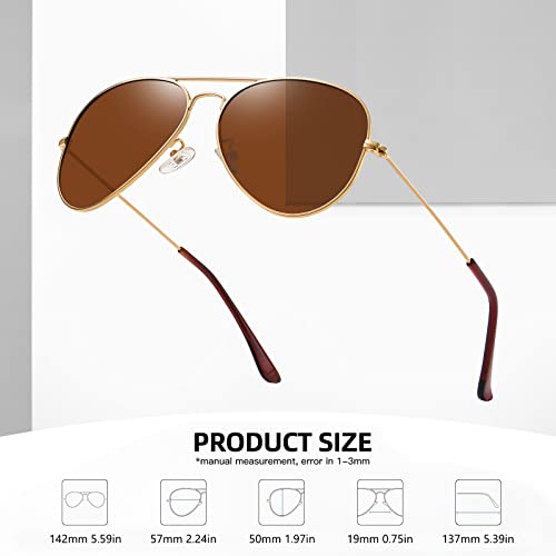 MEETSUN Aviator Sunglasses for Men Women Driving Polarized UV400 Protection Metal Frame 3Pack Black Gray+Gold Gray+Gold Brown
