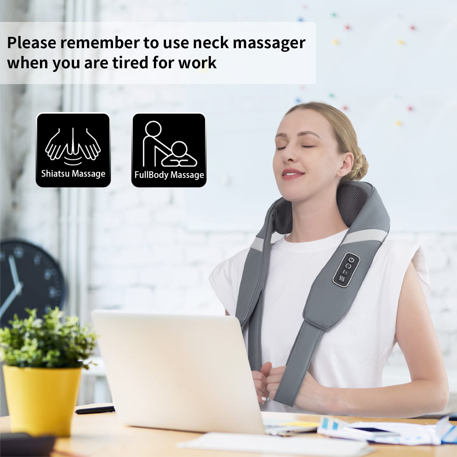 JXP Neck Massager, Deep Tissue 3D Shiatsu Kneading Neck and Back Massager, Updated Version Portable Neck Massager with Heat,Shoulder Massager Pillow for Home/Office/Car, Best Gift