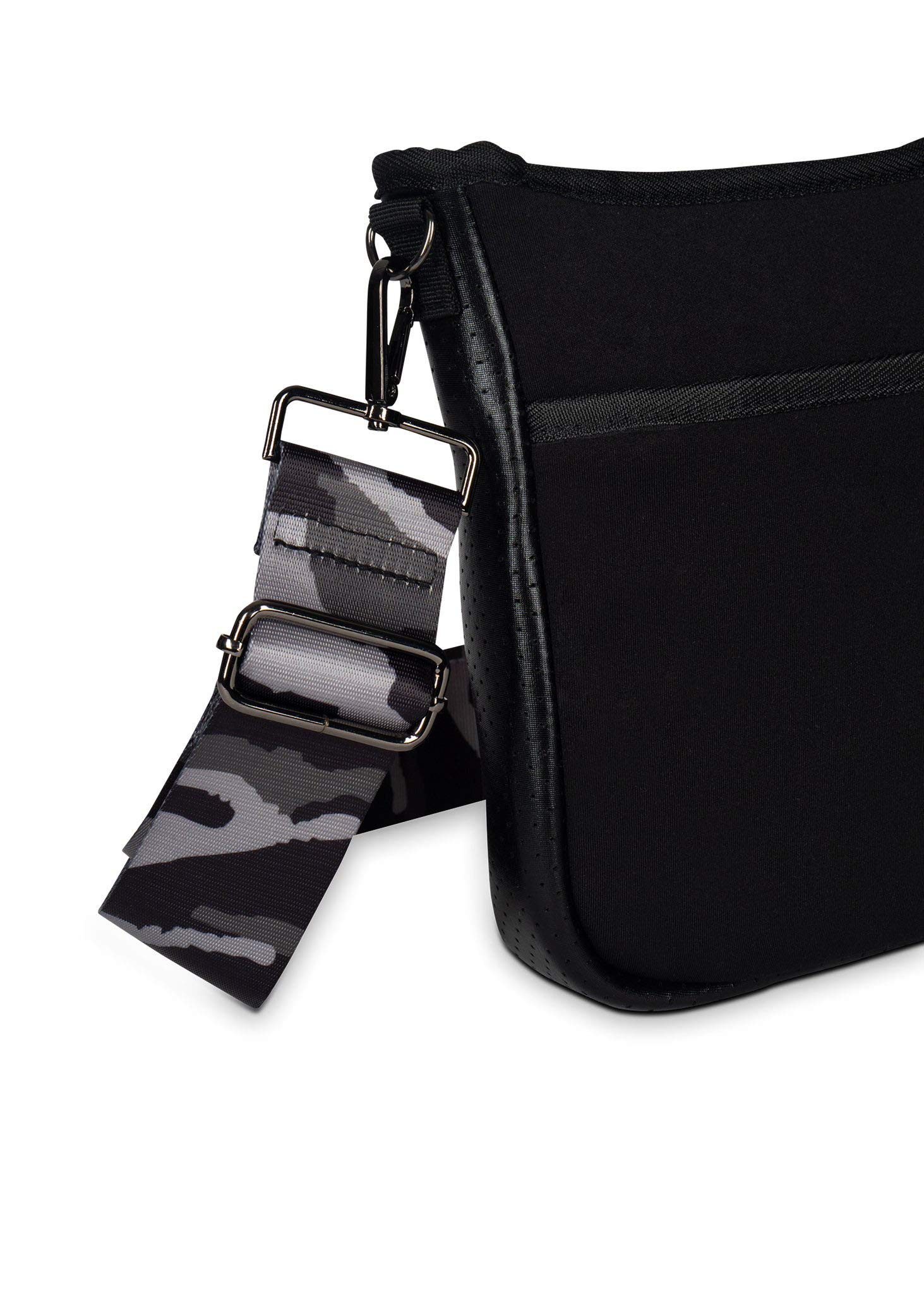 Jeri Noir Crossbody Tote by Haute Shore, Black W/Black & Grey