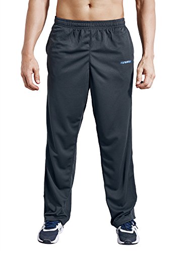 LUWELL PRO Men's Sweatpants with Zipper Pockets Open Bottom Athletic Pants for Jogging, Workout, Gym, Running, Training(0317 BlackGray,M)