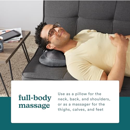 Homedics Cordless Shiatsu All-Body Massage Pillow with Soothing Heat, Reverse Function, Rechargeable Battery, and Integrated Controls âLightweight