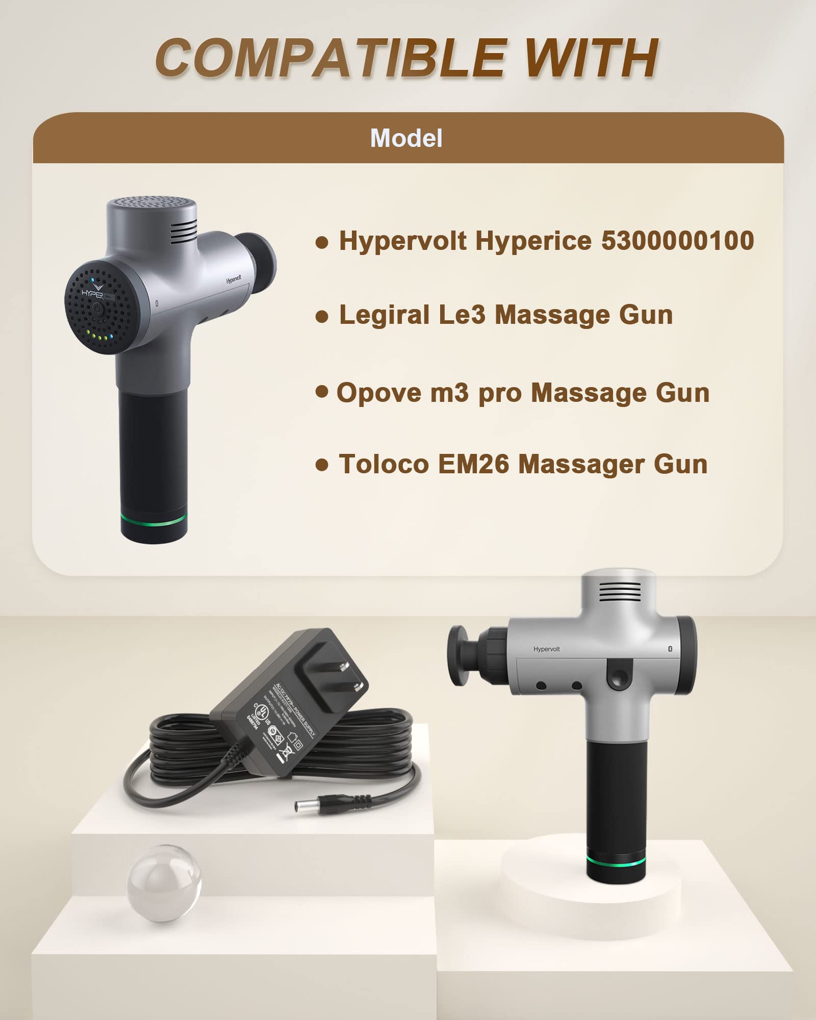 Massage Gun Charger for DC 24V or 25.2V Brushless Motor Massage Gun Charging Cord for Hypervolt, Taotronics, Opove, Toloco, Legiral, Bobbito, Phoenix, CHIROGUN, Cholas, Aldom Battery Charger