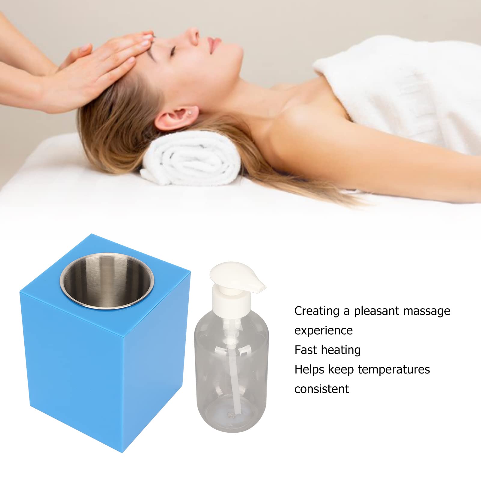 Massage Oil Warmer, Lotion Heater Bottle Constant Temperature, Quickly Heating Lube Cream Warmer Dispenser for Salon, Barbershop, Spa Lotion Warmer (Blue)