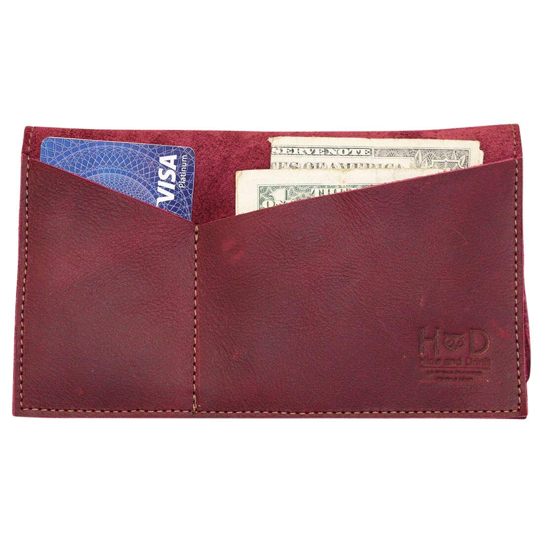 Hide & Drink, Leather Cell Phone Wallet, Holds Up To 4 Cards Plus Folded Bills/Traveling Accessories/Case/Pouch/Money Organizer, Handmade :: Single Malt Mahogany