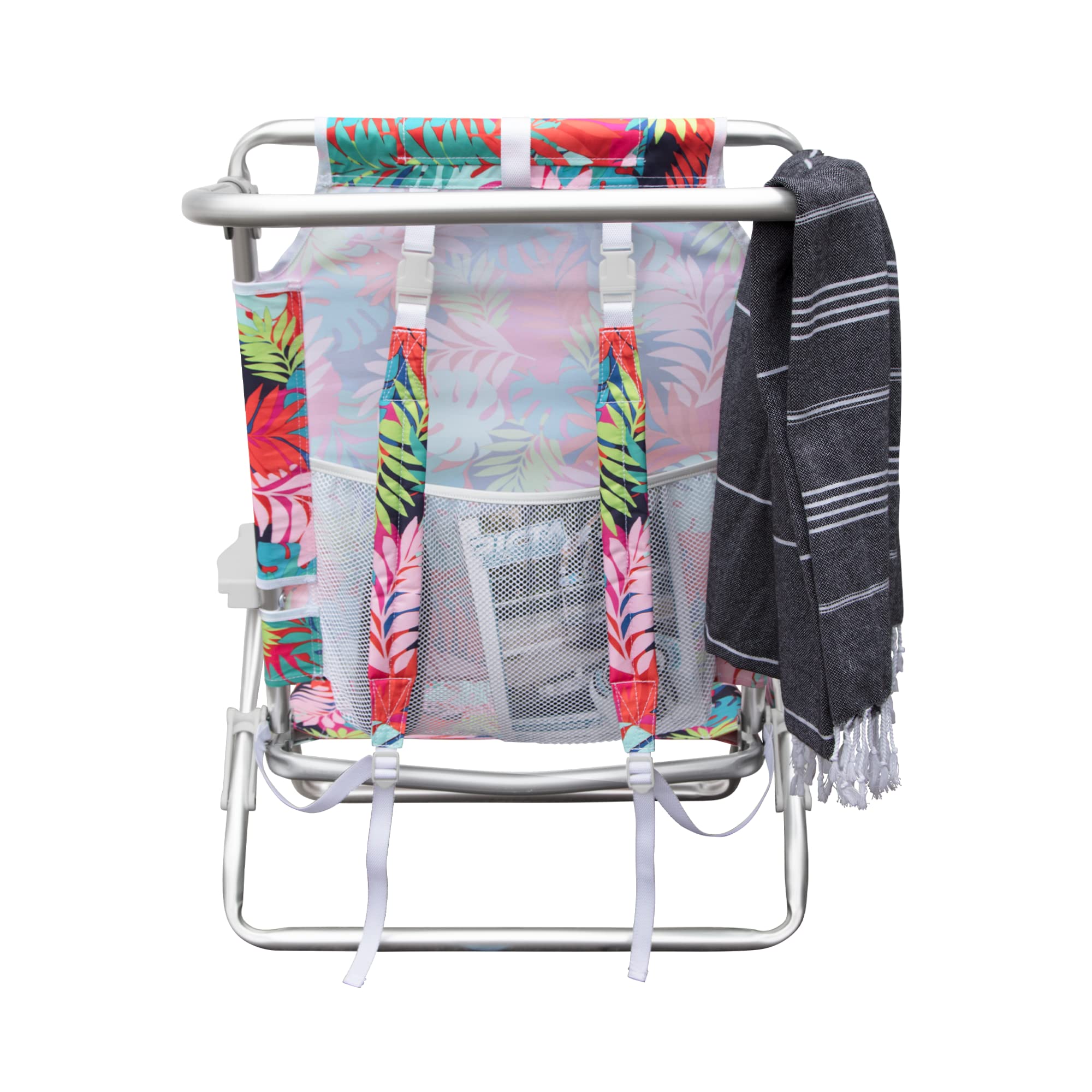 Hurley Backpack Beach Outdoor Chair, One Size,Lightweight,Alloy Steel, Coral Passion Fruit