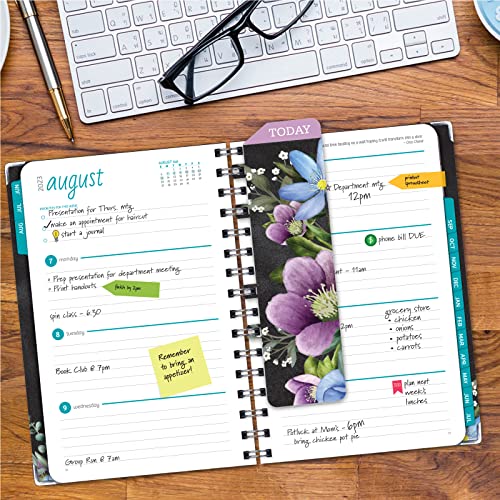 HARDCOVER Academic Year 2023-2024 Planner: (June 2023 Through July 2024) 5.5"x8" Daily Weekly Monthly Planner Yearly Agenda. Bookmark, Pocket Folder and Sticky Note Set (Midnight Butterfly)
