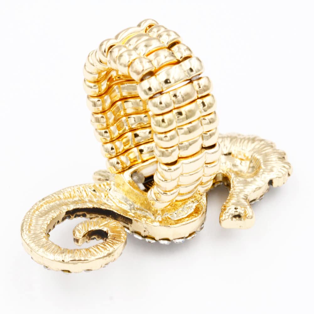 Lavencious Seahorse Design Rhinestone Stretch Statement Ring for Women Size for 7-9