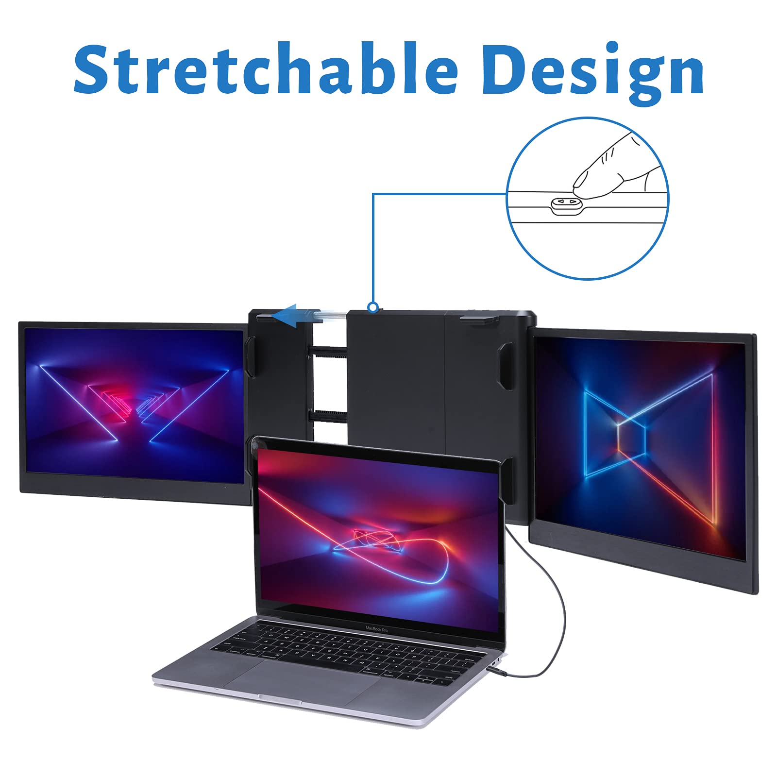 Gretutu Triple Portable Monitor for Laptop - P2 Pro 13.3'' Full 1920x1080p HD IPS Dual Extender Screen for 13.3''~17'' MAC/Windows/Linux Laptop with USB-C & USB-A