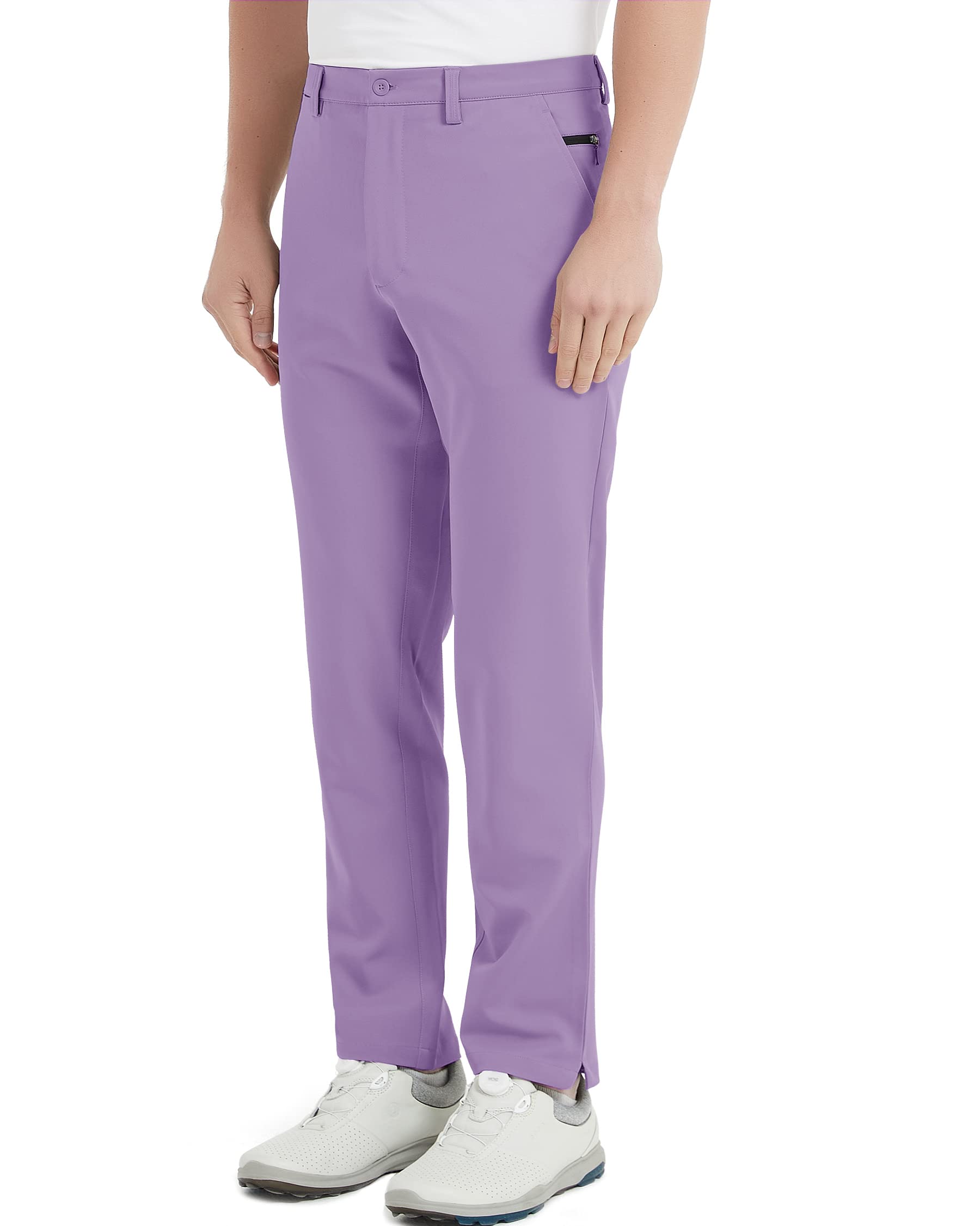 Lesmart Mens Golf Pants Stretch Slim Fit Lightweight Breathable Dry Fit Golf Pants with Pockets Violet 32Wx31L