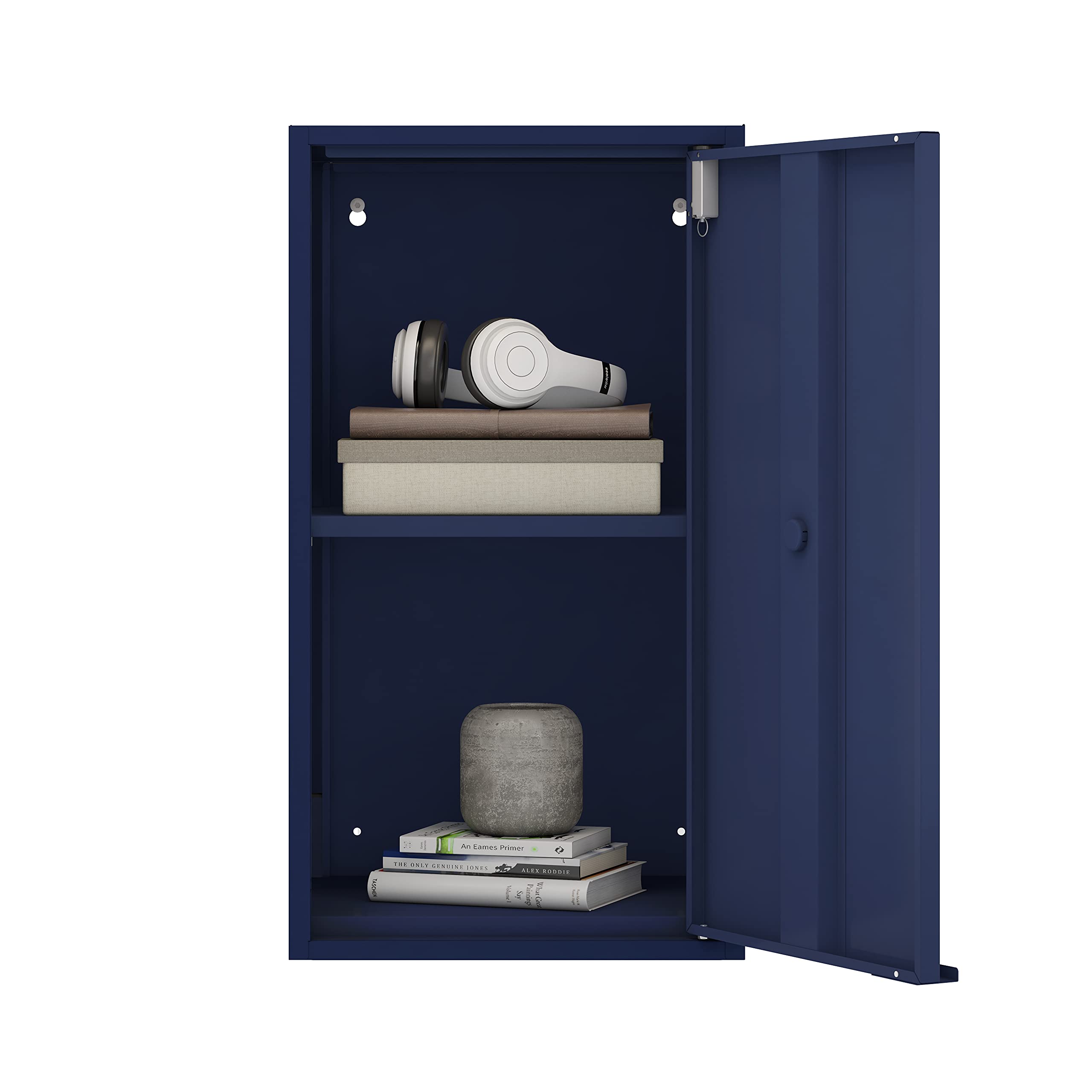 itbe Easy Fit Ready-to-Assemble Multipurpose One Door Wall Steel Cabinet Space Organizer (Blue)