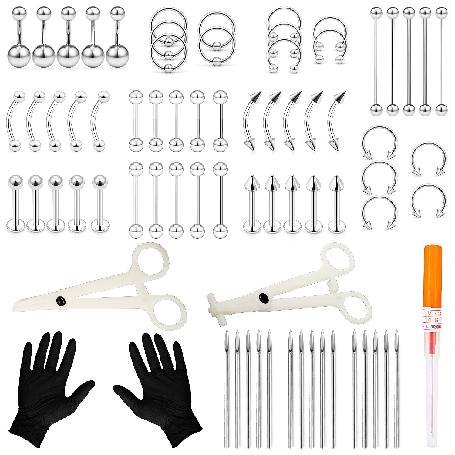 Jenxnjsjo Piercing Kit Piercing Kits for All Piercings Belly Button Piercing Kit Peircings Kits Ear Piercing Septum Piercing Kit Peircing Kit Body Piercing Kit Piercing Kits Body Piercing Kits