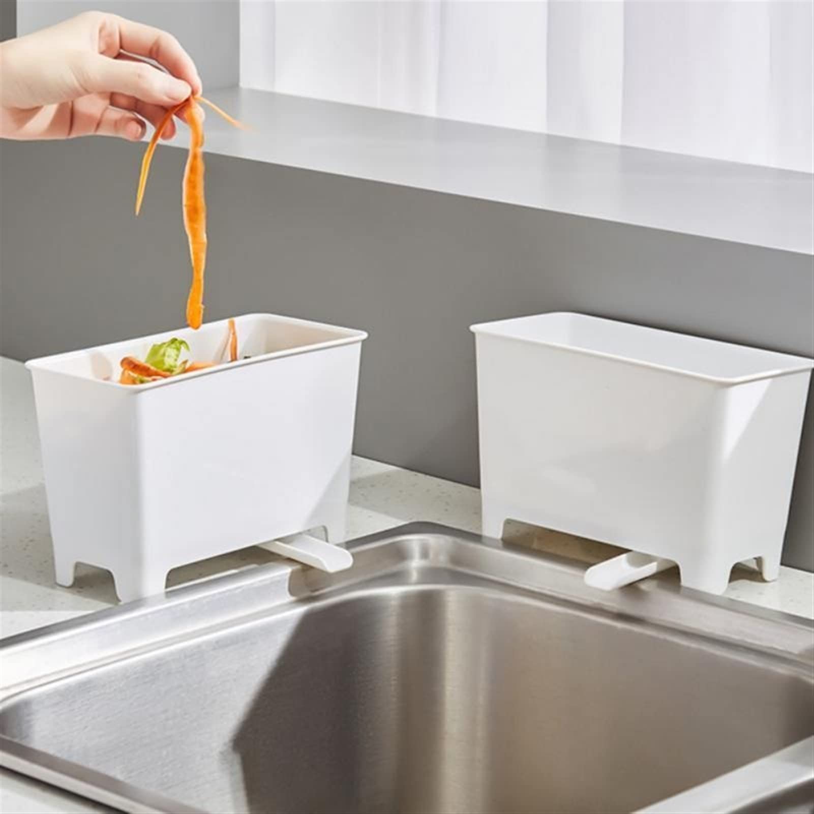 GRFIT Trash can Kitchen Drain Trash Can Kitchen Waste Bin Countertop Garbage Cans Recycle Rubbish Bin Dry Wet Separation Storage Bucket Kitchen Trash Can