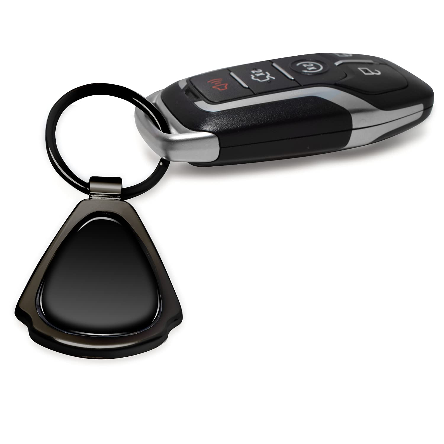 iPick Image for Ford Logo Black Dome Dark Gunmetal Metal Teardrop Premium Key Chain Keychain, Official Licensed