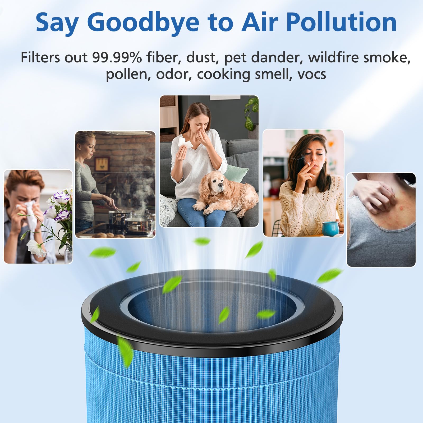 H201 True HEPA Filters Compatible with Homvana H201 and TEC.Bean JH50G-M Air Purifier, 3-in-1 High efficiency H13 True HEPA H201 Replacement Filter 2 Pack