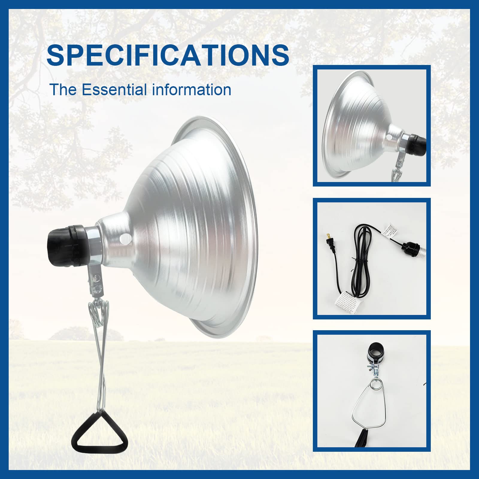 GREATIDE Clamp Lamp Light with Detachable 8.5 Inch Aluminum Reflector, 150 Watt E26 Socket (No Bulb Included), 6 Foot 18/2 SPT-2 Cord Cord