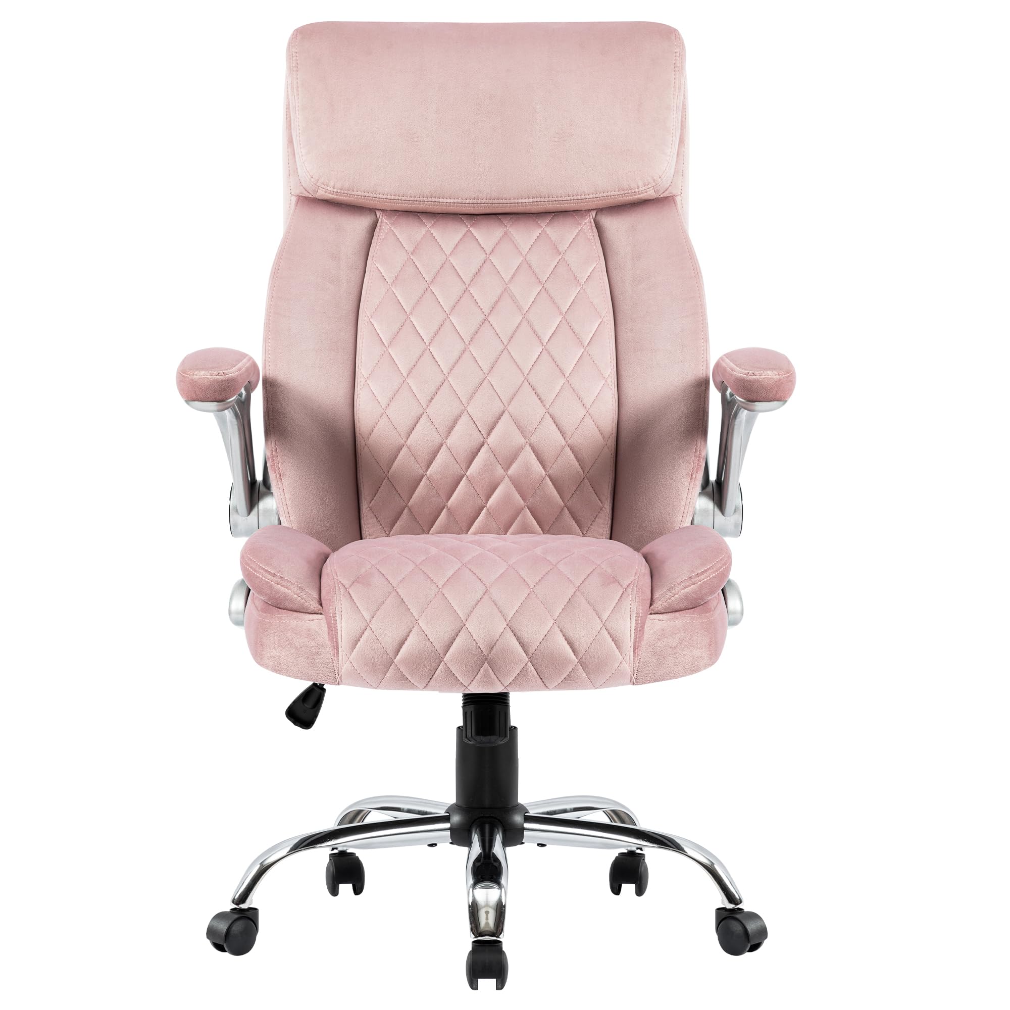 HOMYEDAMIC Velvet Ergonomic Office Chair, Adjustable Arms Wide Managerial Executive Home Desk Computer Chair Big and Tall with High Back Lumbar Support Wheels Comfortable (7013-Pink)