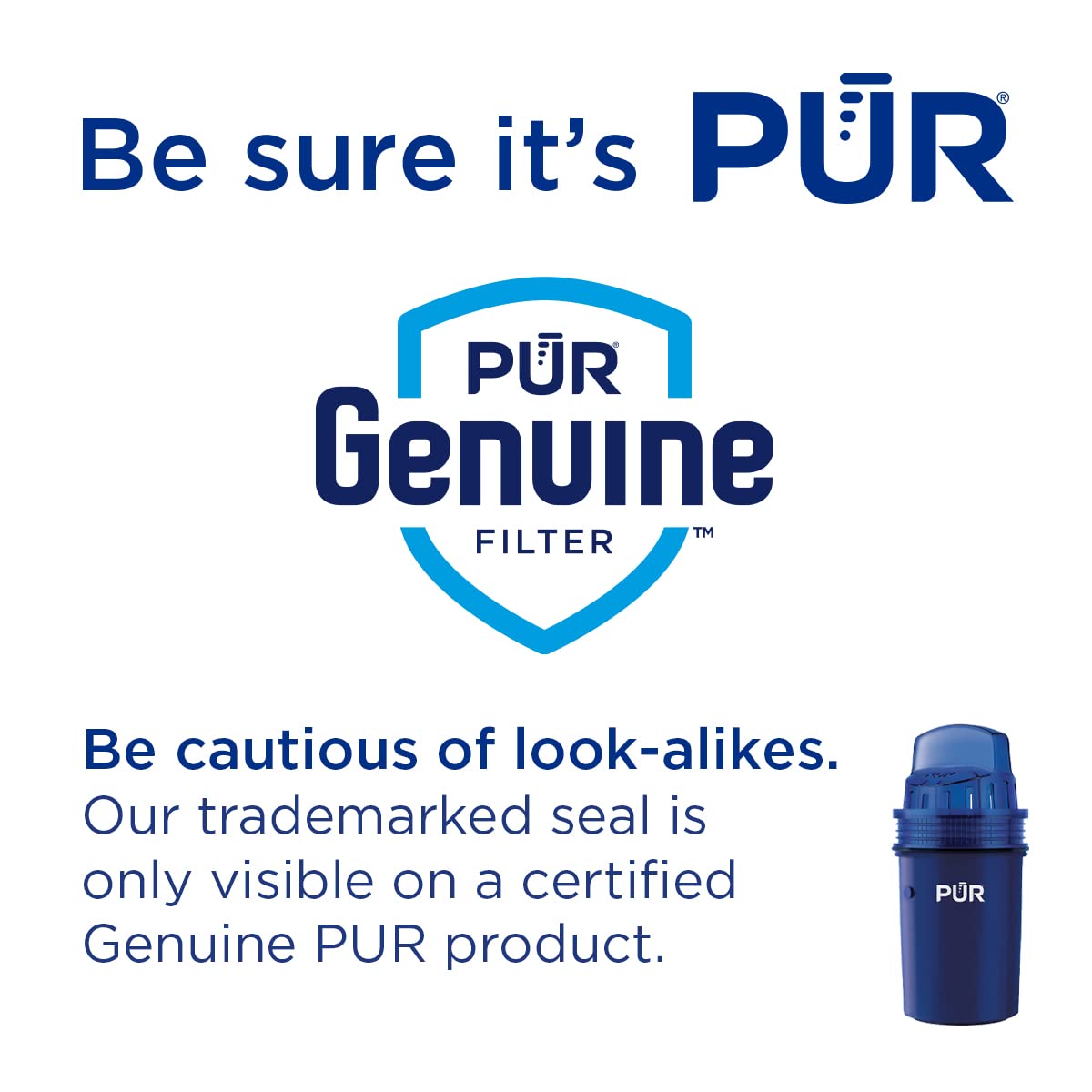 PUR 30-Cup Water Filter Dispenser with 1 Genuine PUR Filter, Large 30-Cup Capacity, 2-in-1 Powerful Filtration, BPA Free, Dishwasher Safe, White/Blue (DS1800Z)