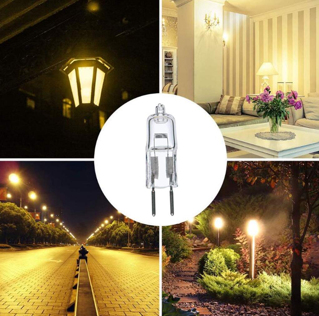 JKLcom G5.3 Halogen Bulbs 20 Watt G5.3 12V 20W Halogen Bulbs JC Bi-Pin Base Light 20 Watt 12 Volt Halogen Light Lamps,Low Voltage 12V,Clear Glass Lens,Warm White 2700K,10 Pack